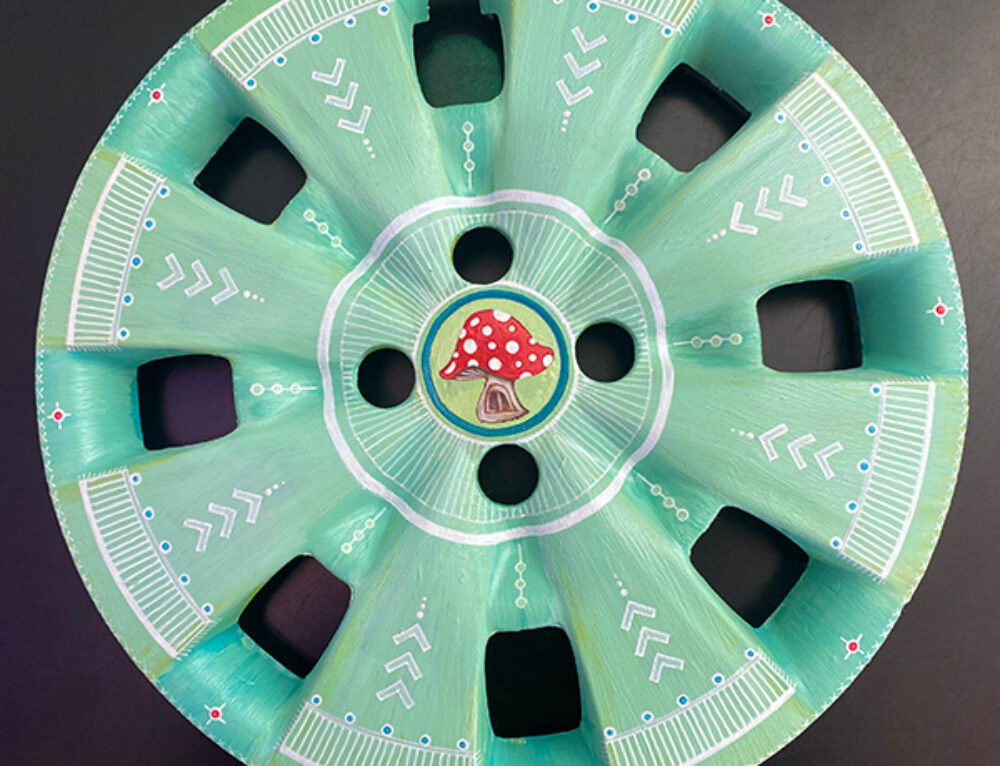 Car Crazy Painted Hubcap – Donna Gentile
